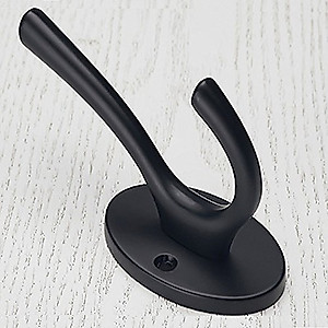 Mellewell Double Coat and Robe Hook for Bathroom and Bedroom Heavy Duty Wall Mount Matte Black, 09003B