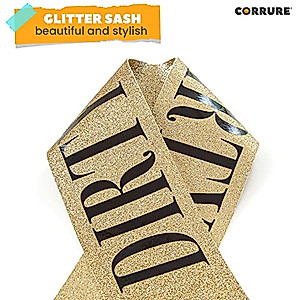 CORRURE 'Dirty Thirty' Birthday Sash with Glitter - Gold Glitter Birthday Sash with Black Foil - Dirty 30 Sash for Girls - Ideal Thirty Party Favors Supplies and Decorations for Your 30th Bday Party