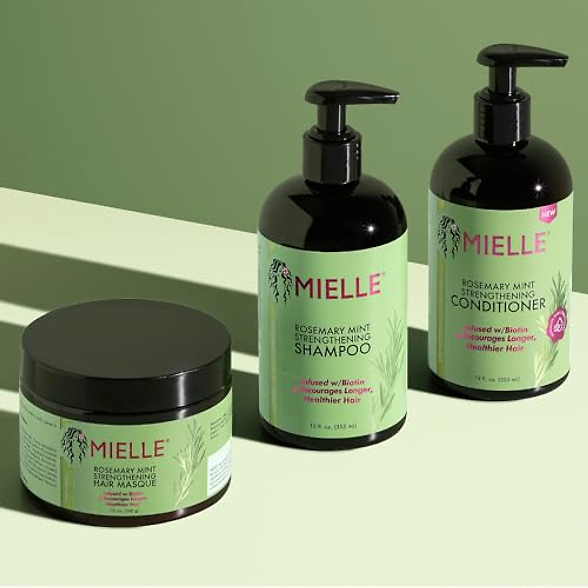 Mielle - Rosemary Mint - Biotin Infused - Encourages Growth Hair Products for Stronger and Healthier Hair - Shampoo & New Conditioner Styling Bundle Set 2 PCS