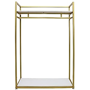 2 Tier Gold Clothes Storage Stand Rack Clothes Display Rack Heavy Duty Metal Closet Organizer Large Capacity Garment Rack with Hanging Rods for Wedding Bedroom Store Clothing Organizer(180 cm)