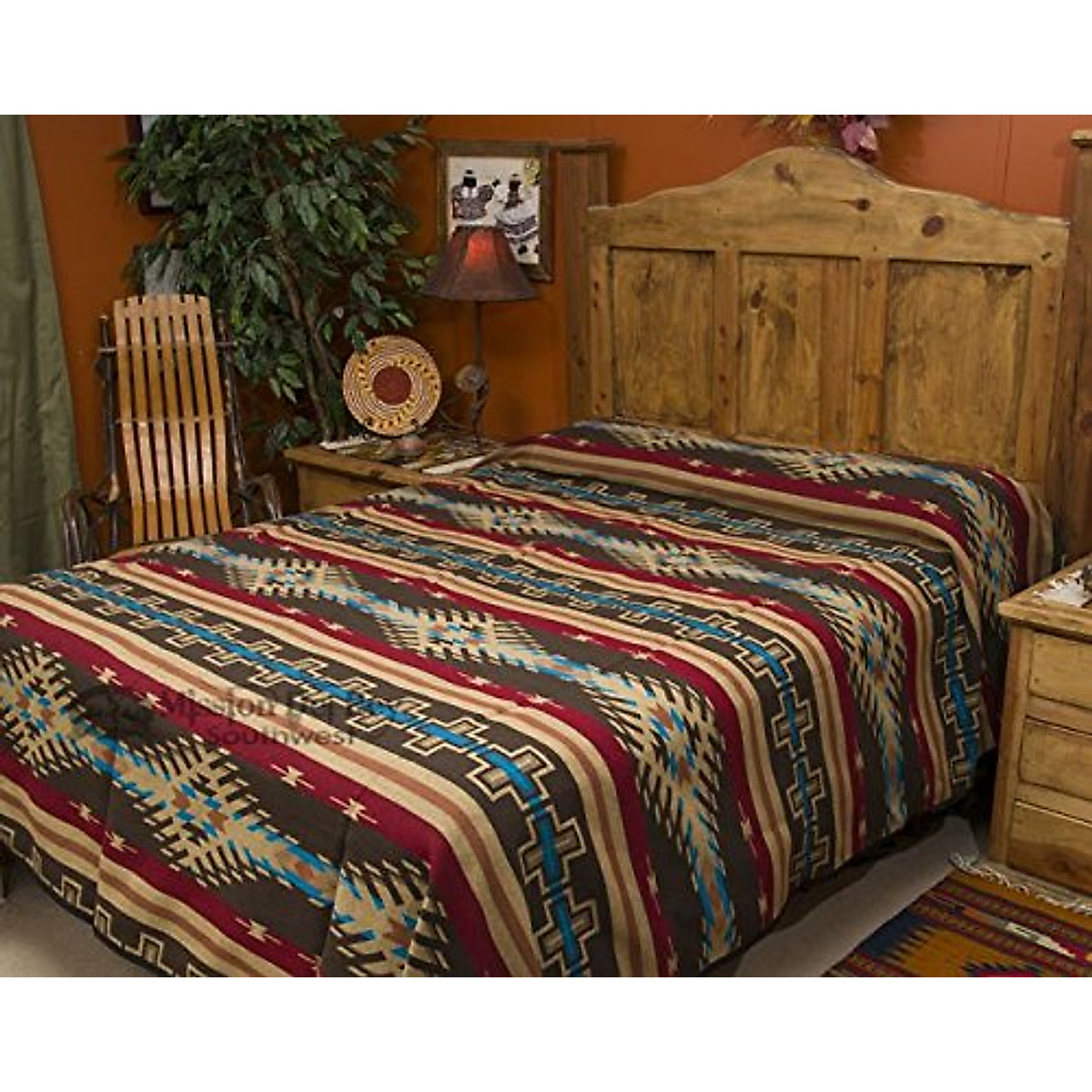 Mission Del Rey Southwest Bedding Isleta Collection -Reversible Bedspread -King Size 114"x96" Tan & Brown
