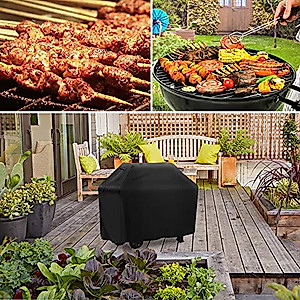 Grill Cover 58 inch, iCOVER Waterproof BBQ Gas Grill Cover, Polyester Easy On/Off, Dustproof Fade Resistant for Weber Char-Broil Nexgrill and More Grills