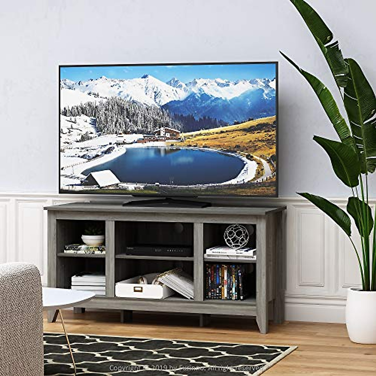 FURINNO Brahms Storage Shelf, 3-Tier, French Oak Grey/Black,19209GYWBK