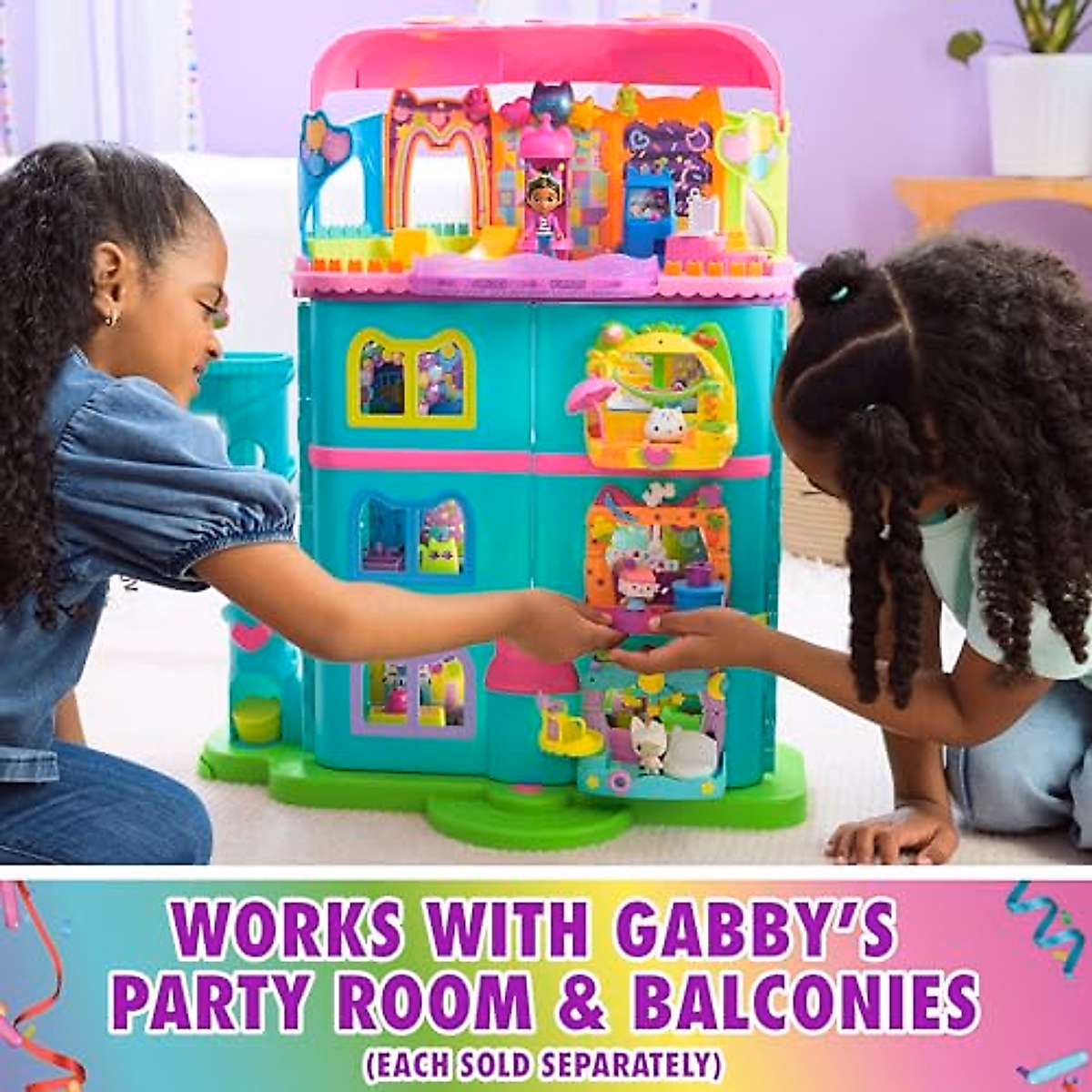 Gabby’s Dollhouse, Cakey’s Fruit Smoothie Balcony Playset, 8-Pcs with Toy Figures, Dollhouse Accessories & Sensory Play, Kids Toys for Girls & Boys 3+