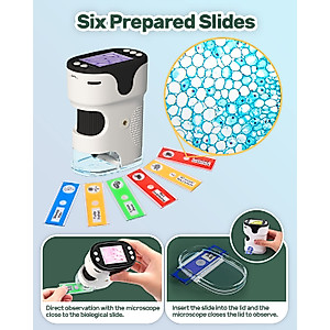 HOLYFUN Handheld Microscope Kit for Kids, Catch Video & Photo, Portable Rechargeable 1000X HD Microscopes Camera Toys, Outdoor Indoor Student Beginner Educational Science Gift for Children Age 6+