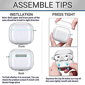 ULAK Compatible with AirPods 3 Case, Clear Glitter Shockproof Transparent Designed Soft TPU Protective Cover with Keychain for AirPods 3rd Generation 2021 [Front Led Visible], Glitter