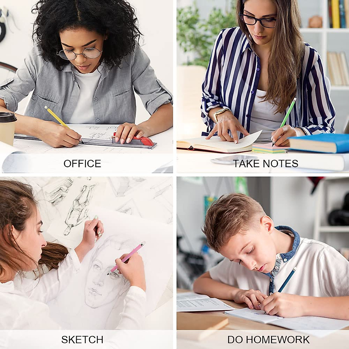 HOTUT Inkless Pencil, 7PCS Forever Infinity Pencils with 7 Eraser Reusable Inkless Everlasting Pencil with 7 Replaceable Nibs for Writing Drawing Students Office School Supplies