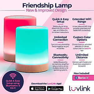 LuvLink Friendship Lamp v2.0 - Extended WiFi Range - Simple Bluetooth Setup (Set of Three)