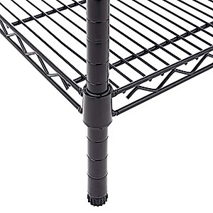 AmazonCommercial Heavy-Duty 5-Tier Steel Wire Shelving with Optional Wheels, NSF Certified, 48" W x 18" D, Black