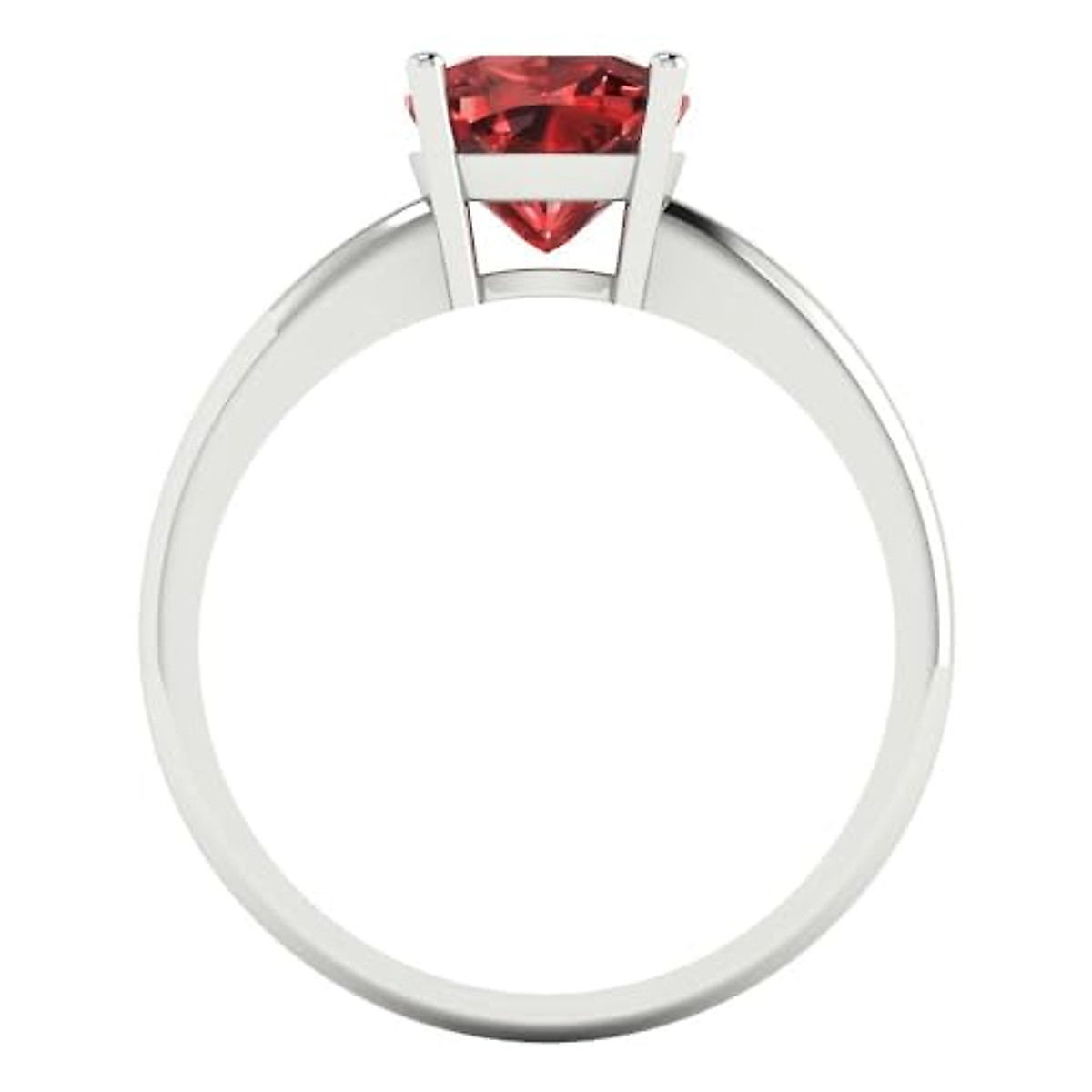 Clara Pucci 2.0 ct Cushion Cut Solitaire Natural Garnet Bridal Designer Anniversary Engagement Ring 14k White Gold 8