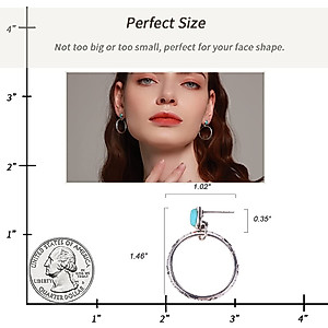 Colloca Turquoise Circle Earrings for Women, Turquoise Dangle Hoop Earrings, Jewelry Gifts Box Included