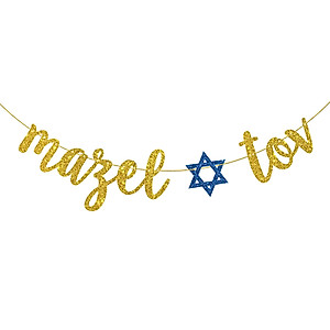 Helewilk Mazel Tov Banner, Bar Mitzvah/Jewish Decoration/Engagement/Wedding Party Decoration