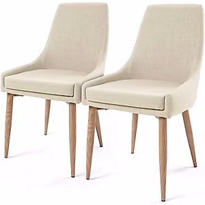 E&D FURNITURE Dining Chairs, Accent Living Room Chair Set of 2 Beige Kitchen and Dining Room Chairs with High Back 2 Pack Fabric Dining Chairs Sillas para Comedor Upholstered Dining Metal Leg Chairs