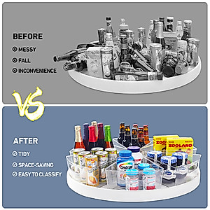 Leeden Lazy Susan Organizer for 26" Diameter Corner Lazy Susan, Plastic Kitchen Cabinet Storage Bins with Handle, 8 Packs, 1/8 Wedge - Food Safe, BPA Free