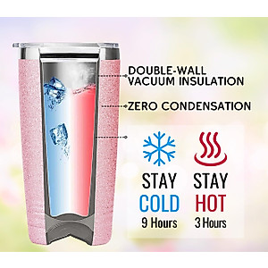 Personalized Tumblers with Lids and Straws for Women, Monogrammed Travel Mugs with Initials, Unique Gifts for Her on Birthdays Xmas, Rose Gold, S