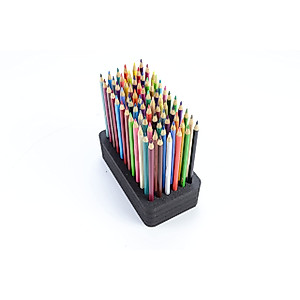 Polar Whale Colored Pencil Desk Stand Organizer Compatible with Crayola and Others Design Storage Tray Supply Non-Scratch Non-Rattle Washable Durable Black Foam Holds 72