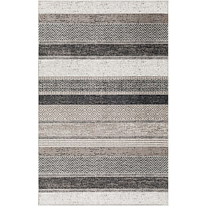 Mark&Day Washable Rugs, 8x10 Sandborn Modern Medium Gray Area Rug, Black Grey Beige Carpet for Living Room, Bedroom or Kitchen (7'10" x 10', Machine Washable)