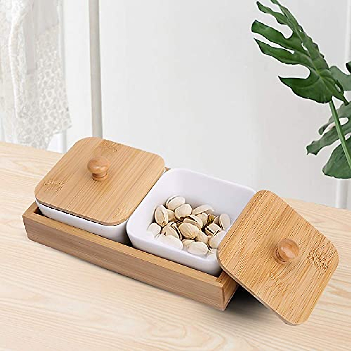 Ceramic Divided Serving Dishes, Ceramic serving tray, chips and dip serving dish, Removable Snack Bowls for Candy and Nut, Fruits, Condiment, Party