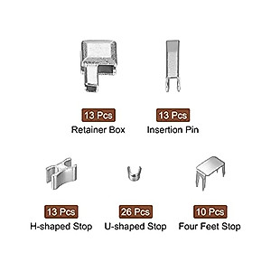 uxcell Zipper Repair Kits, 10 Metal Latch Slider Retainers Box & Insertion Pins & Top Bottom Stoppers for Bag Coat Zippers Replacing (75Pcs, Silver)