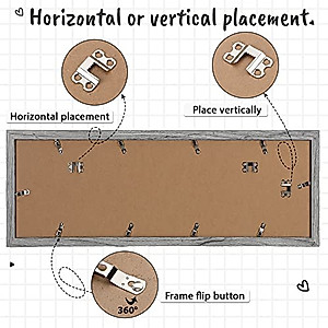 Chunful 2 Pcs 28.4 x 9.5 Inches Collage Picture Frames for Wall Multiple 4 x 6 Inch Wood Picture Frame Display 6 Opening Multi Photo Frame with Acrylic Screens Horizontal and Vertical (Gray)