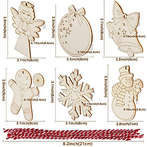 OurWarm 48pcs Wooden Christmas Ornaments Crafts for Kids, Unfinished Wood Slices Ornaments, DIY Crafts Christmas Ornaments Set for Christmas Tree Ornaments