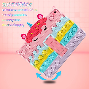 WESADN for iPad 10th Generation Case 2022 with Kickstand Silicone Fidget Bubble Case for Girls Kids Cute Rainbow Pop Protective Holder Tablet Cover for iPad 10th Gen 10.9 inch 2022