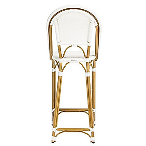 Safavieh PAT4038C Outdoor Collection Zaid White Stackable 30-inch Bar Stool