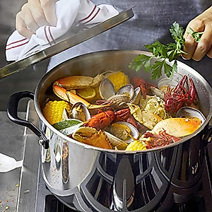 KitchenAid 5-Ply Clad Polished Stainless Steel Stock Pot/Stockpot with Lid, 8 Quart