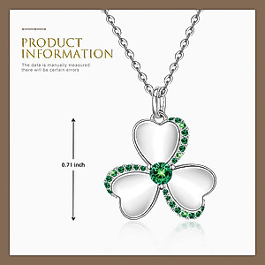 Talonior Shamrock Necklace St Patricks Day Necklace Clover Shamrock Pendant 925 Sterling Silver Luck Celtic Irish Green Lucky Jewelry Gifts (Shamrock4)