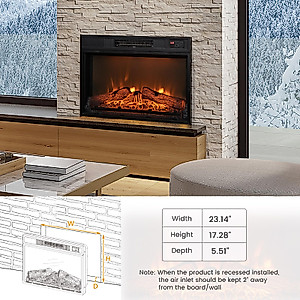 COSTWAY Electric Fireplace Insert 23-inch Wide, 1400W Recessed Fireplace Heater with Remote Control, 3 LED Flame Effects, 6H Timer, Electric Fireplace for Bedroom Home Office Indoor Use, Black
