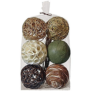 Blue Donuts Decorative Balls for Centerpiece â€“ Decorative Bowl Fillers, Assorted Rattan Wicker Balls Orb Grapevine Ball, Vase Fillers, Table Decor, Pack of 7