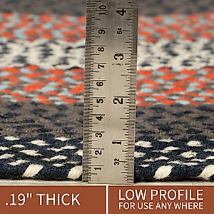 Super Area Rugs Rustic Red/White/Blue Braided Rug for Entryway/Foyer, Washable Navy Indoor Outdoor Braided Rug for Patio/Porch 3' x 5' Oval