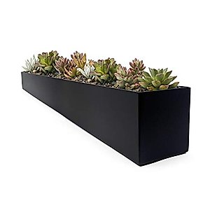 Buhbo Modern Steel Trough Rectangle Planter 32 inch, Black