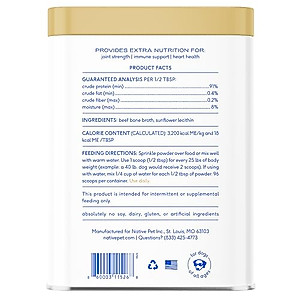 Native Pet Bone Broth for Dogs & Cats – Dog Bone Broth Powder - Dog Food Topper for Picky Eaters – Cat Broth & Dog Broth - Puppy Dog Gravy Topper for Dry Food – Beef Broth for Dogs & Cats – 9.5 oz