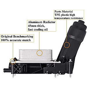 5184294AE Oil Filter Adapter Housing compatible with 2011 2012 2013 Chrysler Dodge Jeep 3.6L V6 Engine Oil Cooler Filter Assembly - 5184294AE oil filter housing by Lucky Seven
