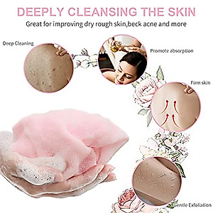 Yiclick Exfoliating Washcloth Towel [3 Pack], Japanese Exfoliating Bath Wash Cloth for Body Exfoliation, Korean Back Scrubber Washer for Shower, African Net Sponge Brush Loofah Exfoliator (3 Colors)