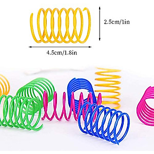 ISMARTEN 120 Pack Cat Spring Toy, Colorful Interactive Cat Toy Plastic Coil Springs Cat Toy for Swatting, Biting, Hunting Kitten Toys
