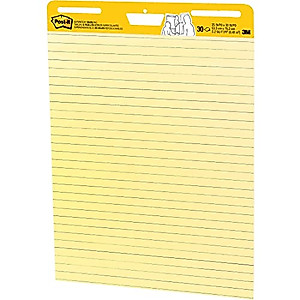 Post-it Super Sticky Easel Pad, 25 in x 30 in Sheets, Yellow Paper with Lines, 30 Sheets/Pad, 4 Pads/Pack, Great for Virtual Teachers and Students (561 VAD 4PK)