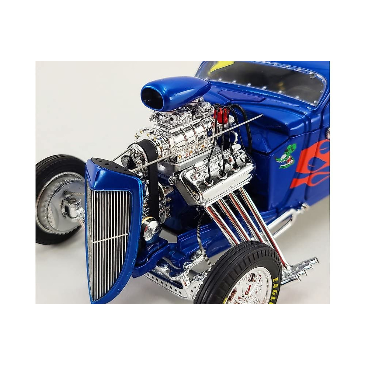 ModelToyCars 1934 Rat Fink Hot Rod Blown Altered Coupe, Blue - Acme 18965 - 1/18 Scale Diecast Model Toy Car