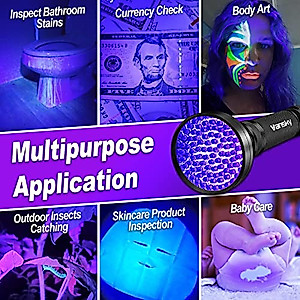 Vansky Black Light UV Flashlights, Ultra Bright 100 LED 395nm Ultraviolet Blacklight Detector for Dog Cat Pet Urine, Dry Stains and Bed Bug, Matching with Pet Odor Eliminator
