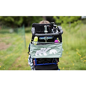 Wheelchair Organizer - Fits Handles of Any Wheelchair, Special Needs Buggy, Rollator or Mobility Scooter – Wheelchair Cup Holder – Cell Phone Pocket - Lots of Storage (Gray-Green Polar Bear)