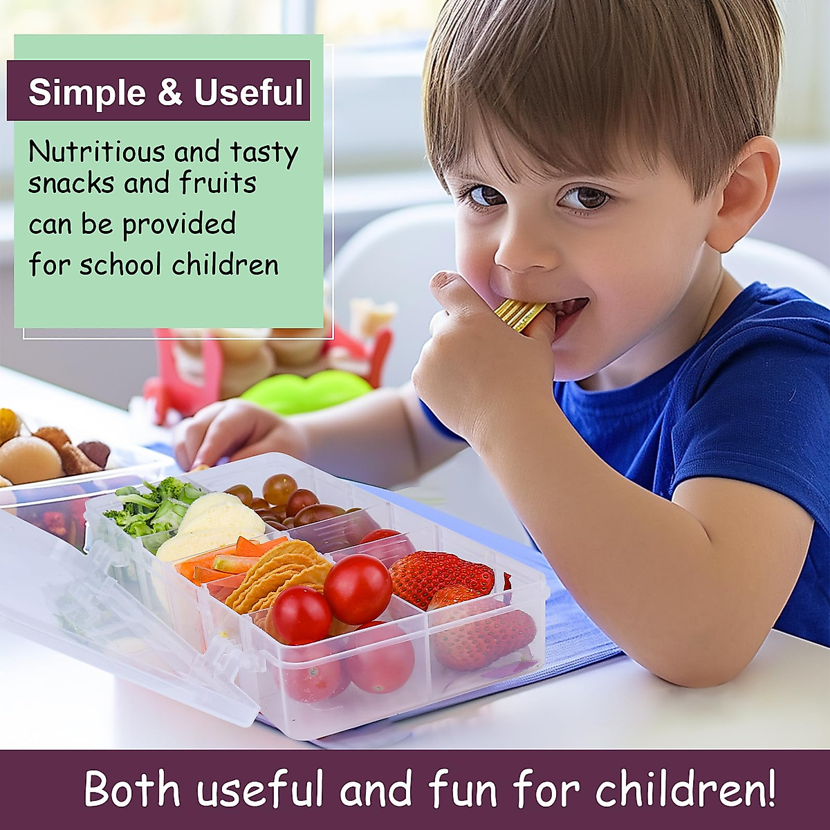 XANGNIER Snack Box Container for Kids Lunch Accessories,Divided Snackle Box Charcuterie Container,12 Compartments Reusable Food Storage Containers for School, Travel,Work,Bento Box Accessories,1 Pack