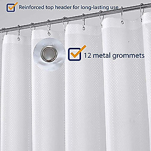 N&Y HOME Hotel Fabric Shower Curtain or Liner, Cloth Textured White Shower Curtain with Bottom Magnets, Machine Washable, 72 x 72 inches for Bathroom