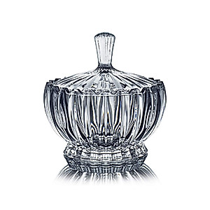 Modern-Depo Crystal Serving Bowl with Lid Glass Centerpieces for Parties Home Office Wedding Food Salad Fruit Snack Dessert Mixing Collection, 6.5 Inches