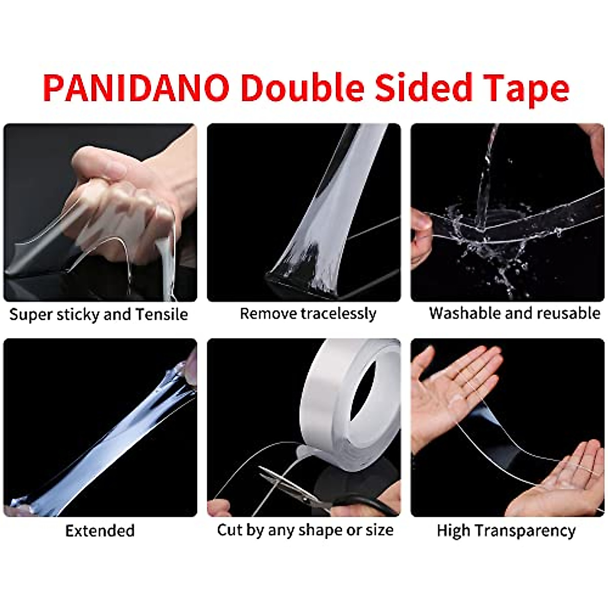 Strong Double Sided Tape Heavy Duty, Two Sided Tape Heavy Duty Double Sided Mounting Tape Two Sided Tape for Walls Removable Double Sticky Tape PANIDANO Double Sided Adhesive Tape Wall Safe Tape 10FT