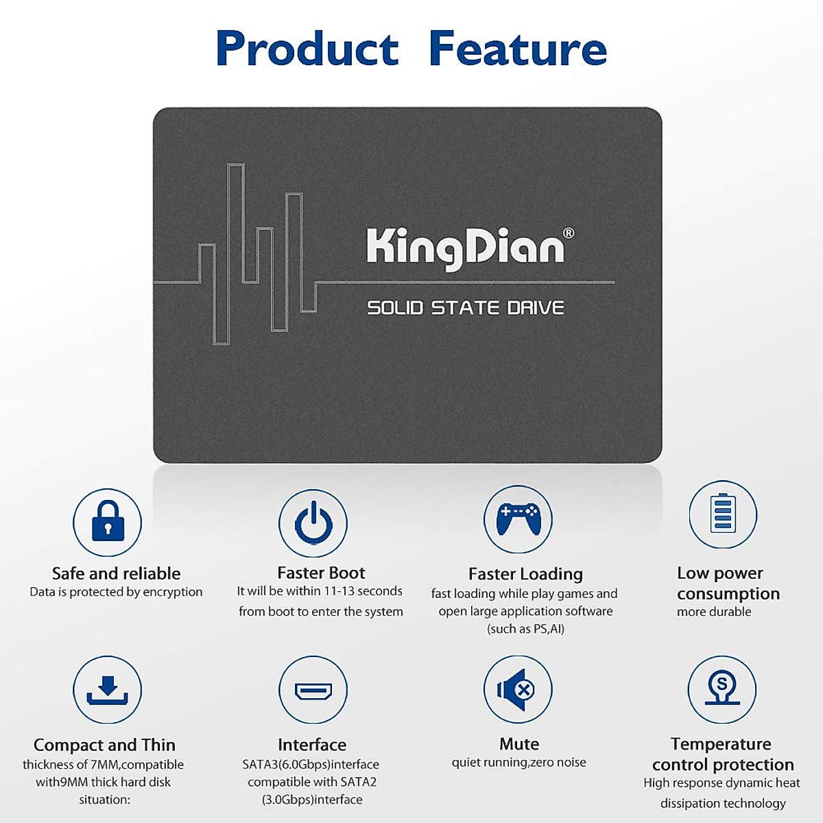 KingDian 120GB SSD 3D NAND SATA III 2.5" 7mm (0.28") Internal Solid State Drive