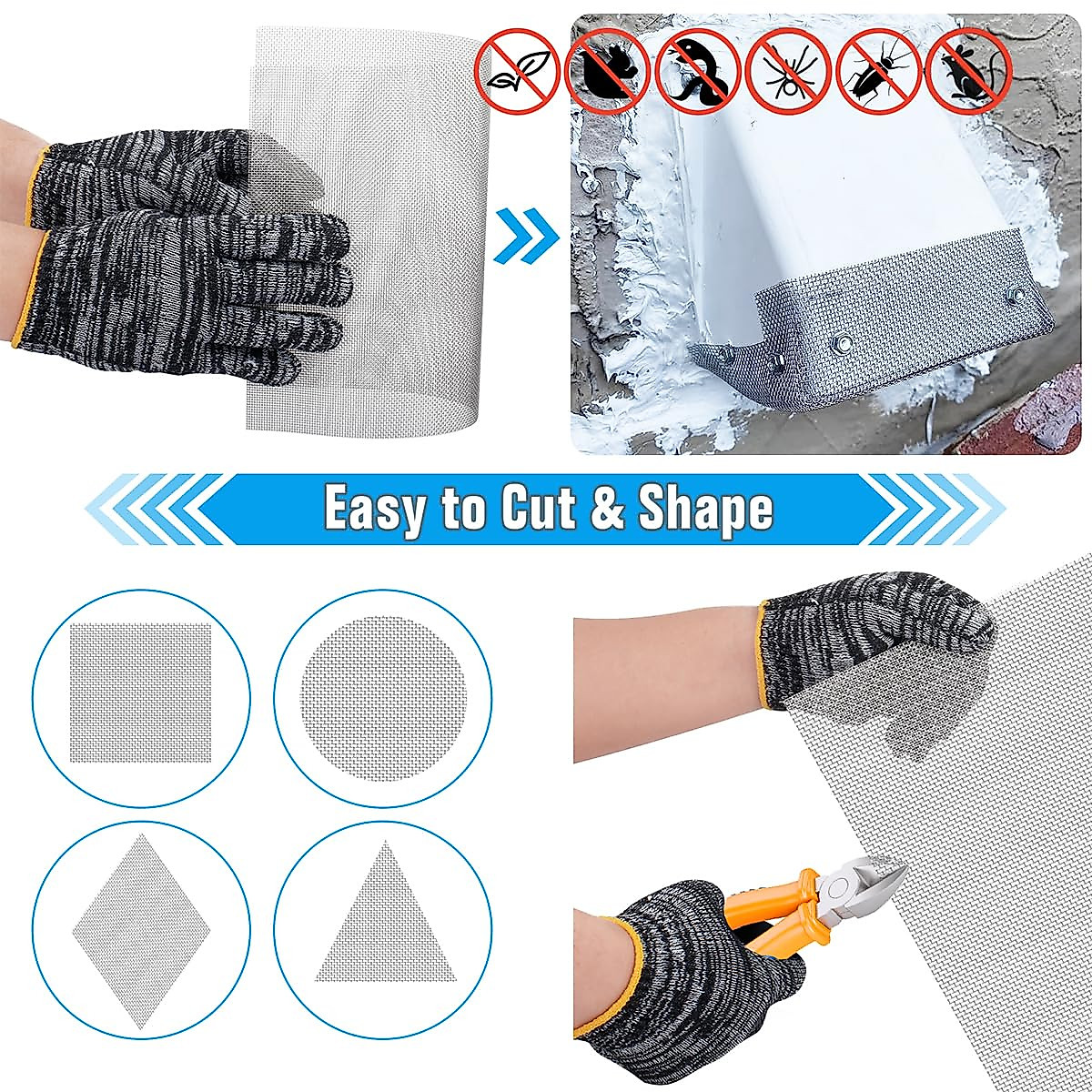 4PACK Stainless Steel Woven Wire Mesh Never Rust, Air Vent Mesh 11.8"X8.2"(300X 210mm), Hard and Heat Resisting Screen, 1mm Hole 20 Mesh Easy to Cut by Valchoose