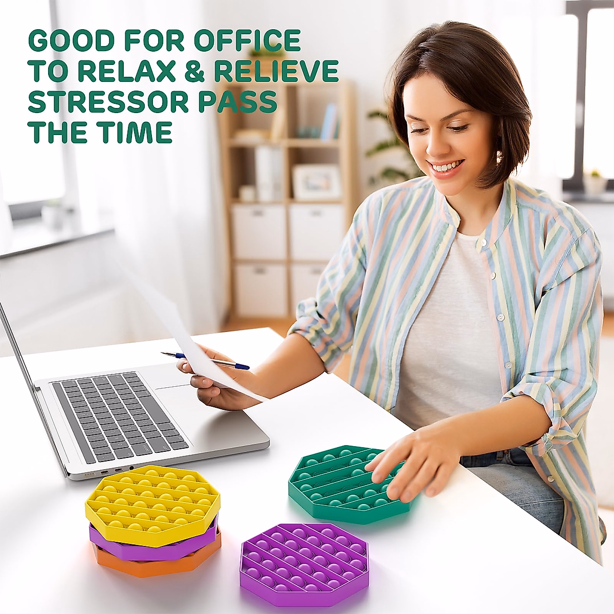 SoulLife 12 Pack Fidget Toys,Push Pop Fidget Sensory Toys Set,Stress Relief Gifts for Kids & Adults,Pop Bulk & Party Favors Toddler Toys for Easter Gifts,Party Supplies,Classroom Prizes