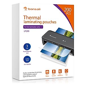 Bonsaii Laminating Sheets, 200 PCS 3mil Thermal Laminating Pouches, 9 x 11.5 inches, Letter Size, Clear and Durable, Suitable for Multiple Fields of Use-LP200
