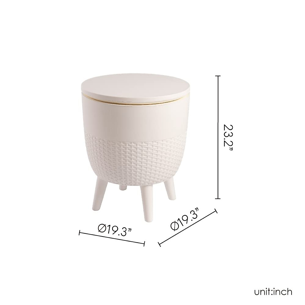 Lagoon Cancún Outdoor Cooler Bar/Cocktail/Coffee 3-in-1 Patio Table (White)